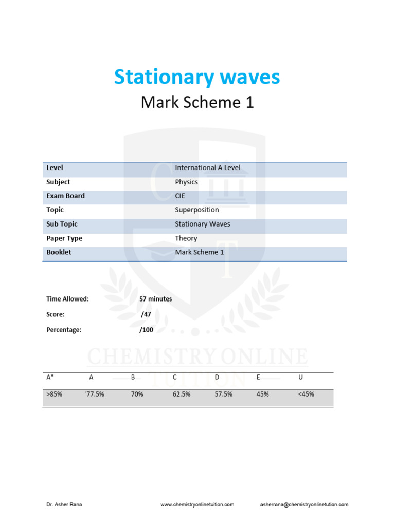 20.1 Stationary Waves CIE IAL Physics MS Theory Unlocked | PDF ...