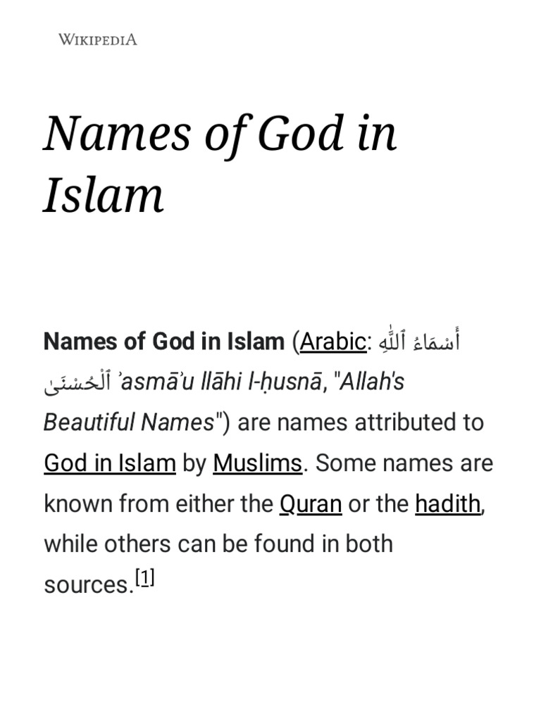 Names of God in Islam - Wikipedia | PDF | Surah | God In Islam