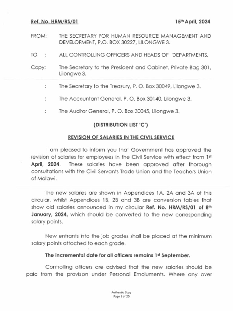 Civil Service 2024 Revised Salary | PDF