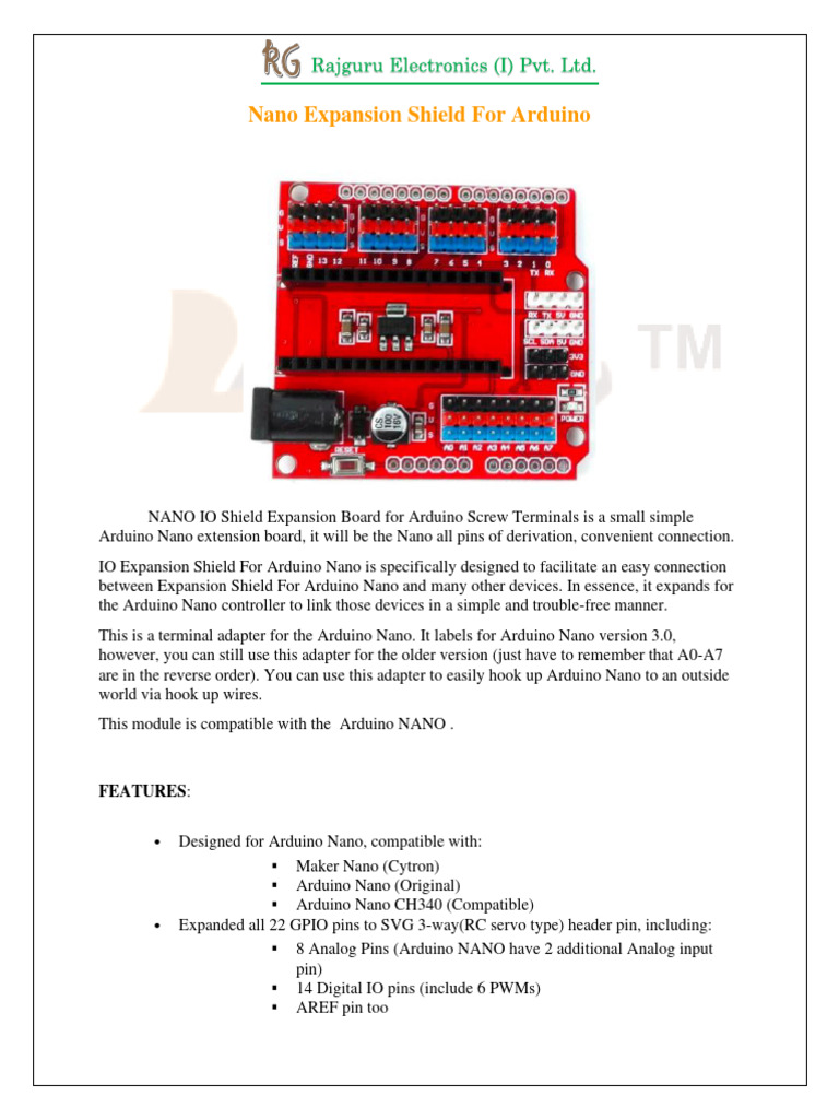 Nano Expansion Board For Arduino | PDF | Arduino | Power Supply