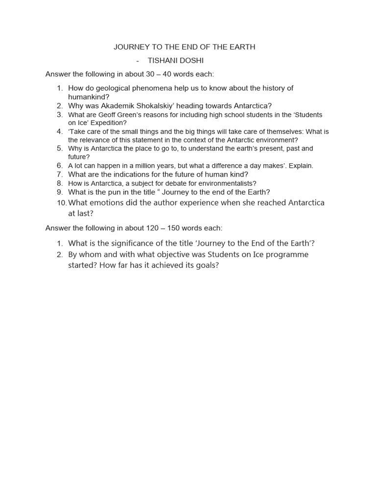 Journey To The End of The Earth | PDF | Social Science | Travel