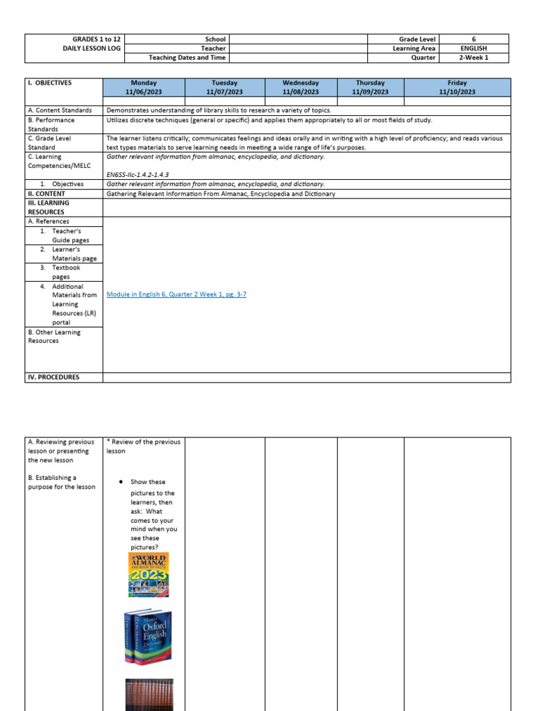 Quarter 2 Week 1 English 6 | PDF | Learning | Information