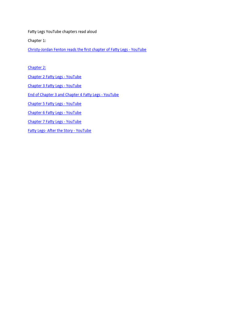 Fatty Legs Read Aloud Series | PDF | Cooking, Food & Wine