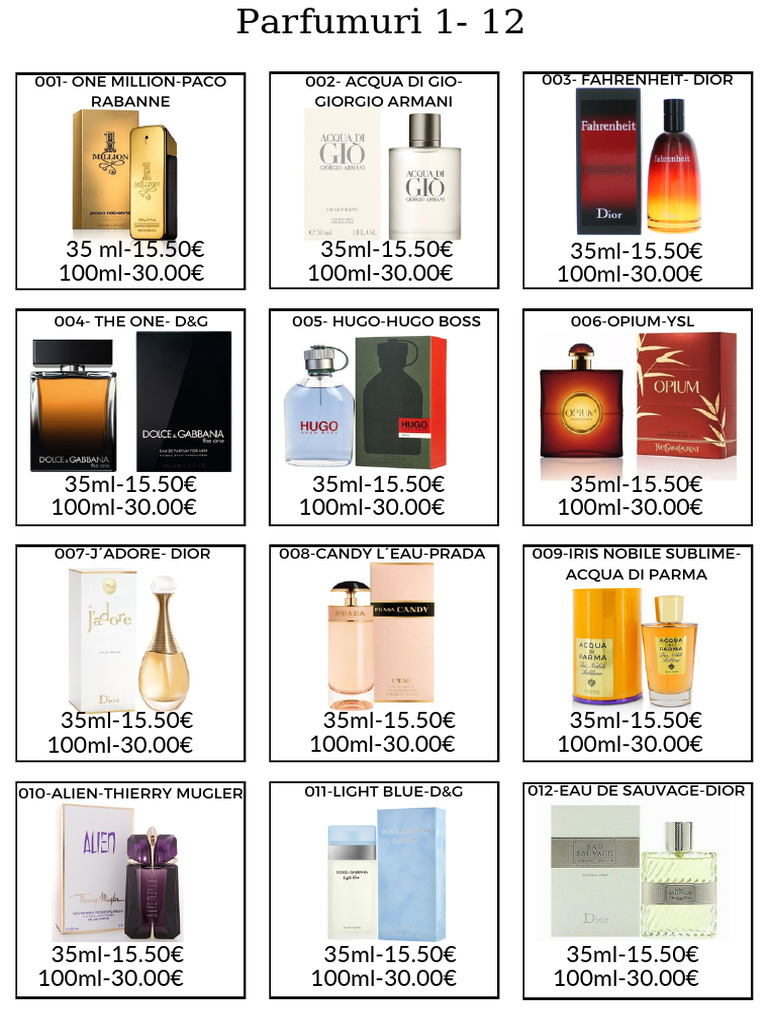 Lista Parfumuri Actualizata | PDF | Diseño de moda | Perfume
