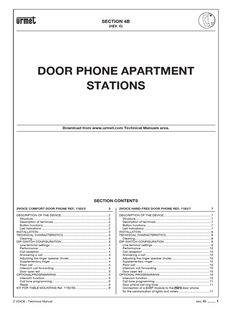 Door Phone Apartment Stations: Section 4B | PDF | Telephone Call ...