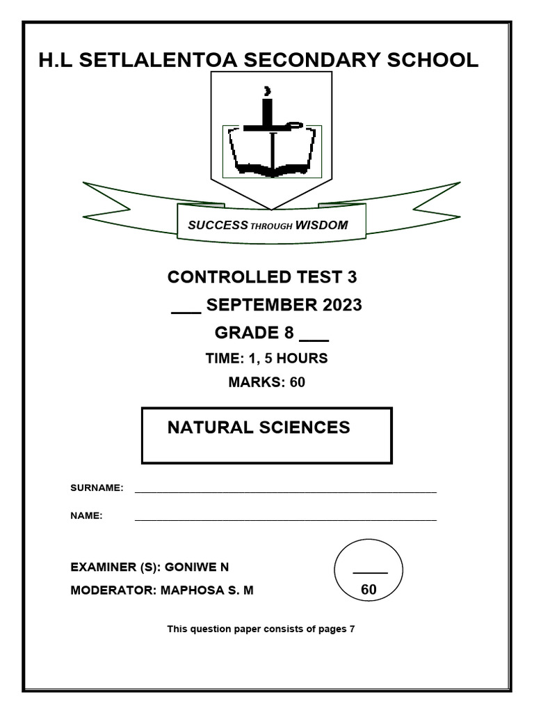 Grade 8 (NS) September 2023 Test 3 | PDF | Series And Parallel Circuits ...