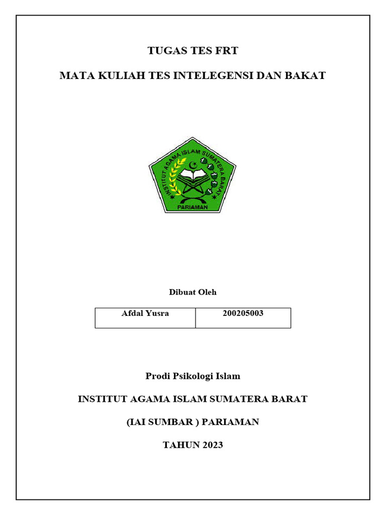 Panduan Pelaksanaan Tes FRT | PDF