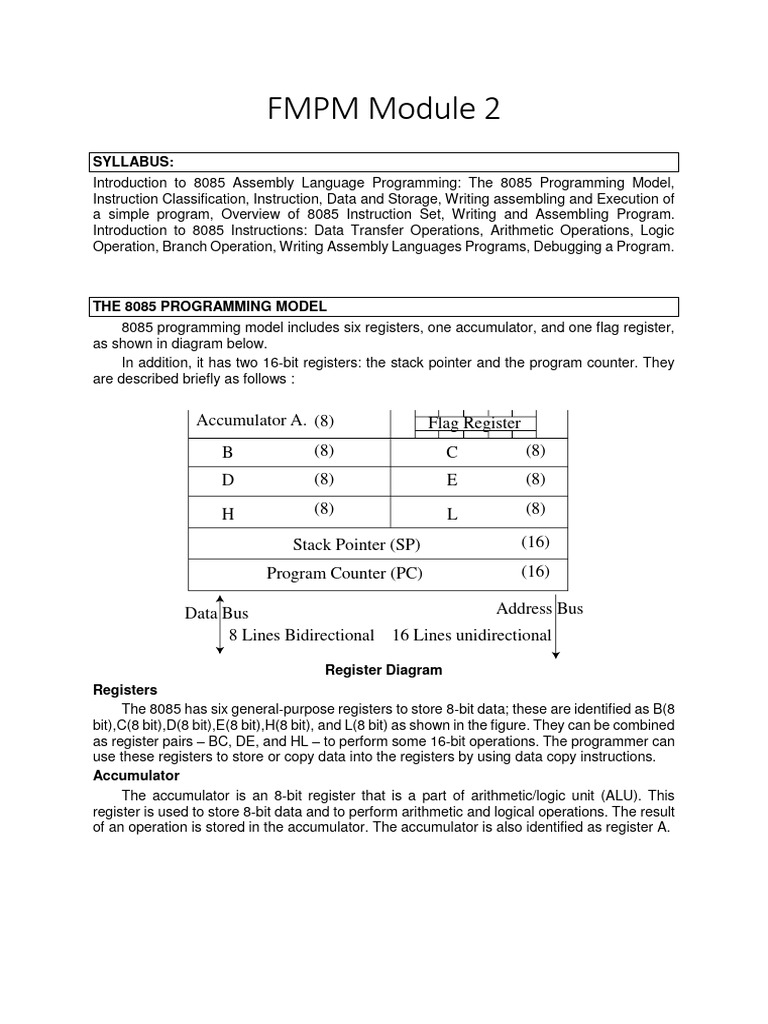 8085 Assembly Language Programming Guide | PDF | Pointer (Computer ...