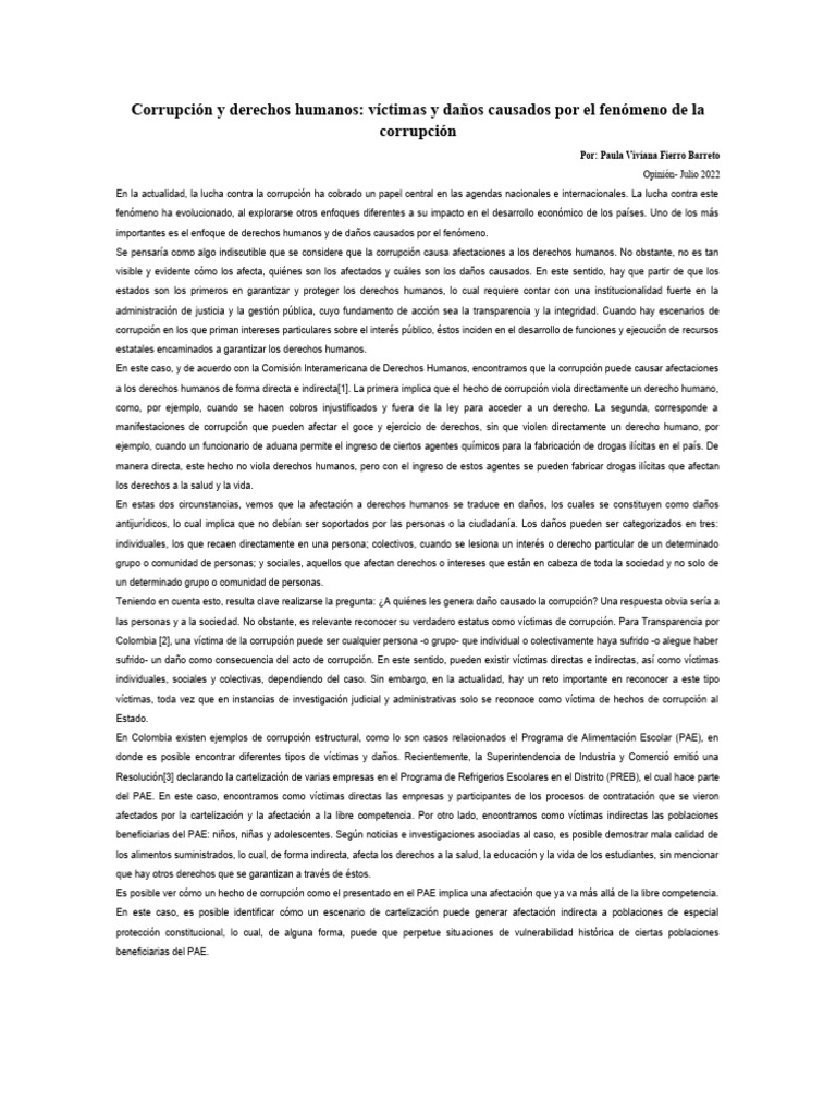 ARTICULO 8 Corrupción y derechos humanos | PDF | Corrupción política | Derechos humanos