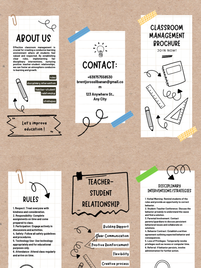 Brown and White Doodle Creative Kids Workshop Brochure | PDF | Classroom Management | Behavior ...