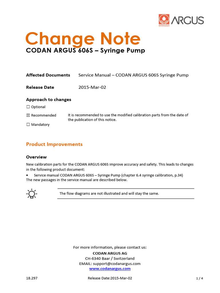 18.297_A_en_Change_Note_A606S_Calibration_Parts_1_2 | PDF | Calibration