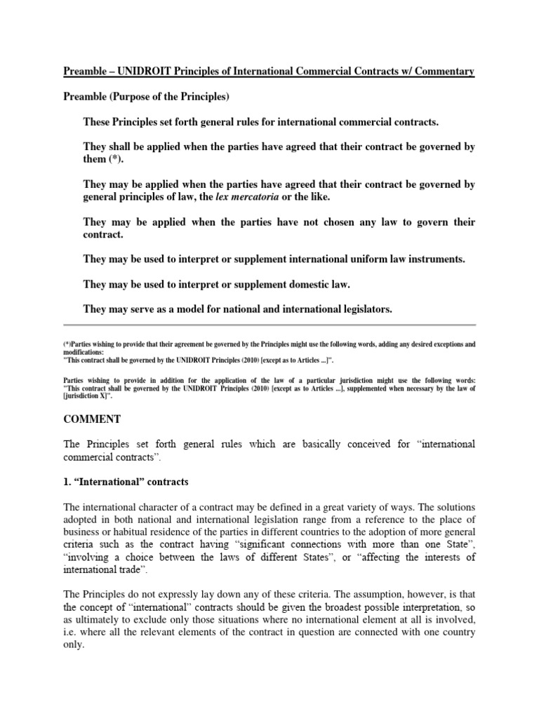 UNIDROIT Principles 2010 Preamble | PDF | Arbitration | International Law