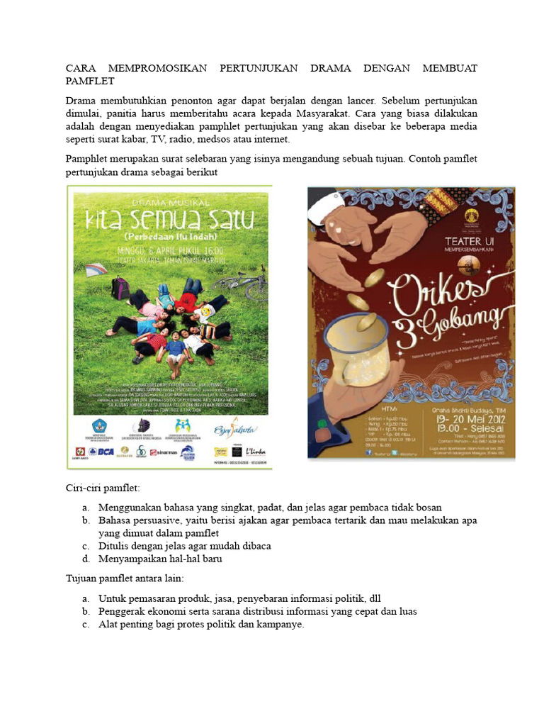 Pamflet untuk Promosi Pertunjukan Drama | PDF
