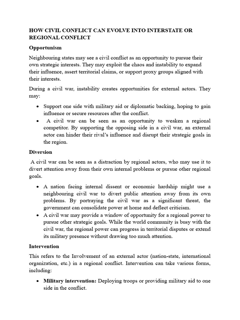 How Civil Conflict Can Evolve Into Interstate or Regional Conflict ...