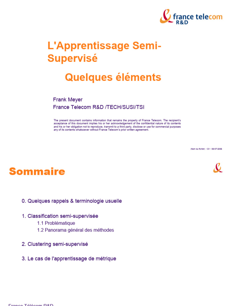 Apprentissage Semi-Supervisé: Méthodes et Concepts | PDF ...