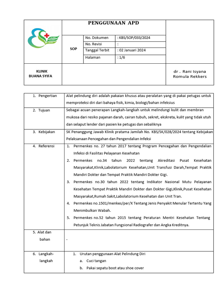 3. SOP PENGGUNAAN APD | PDF