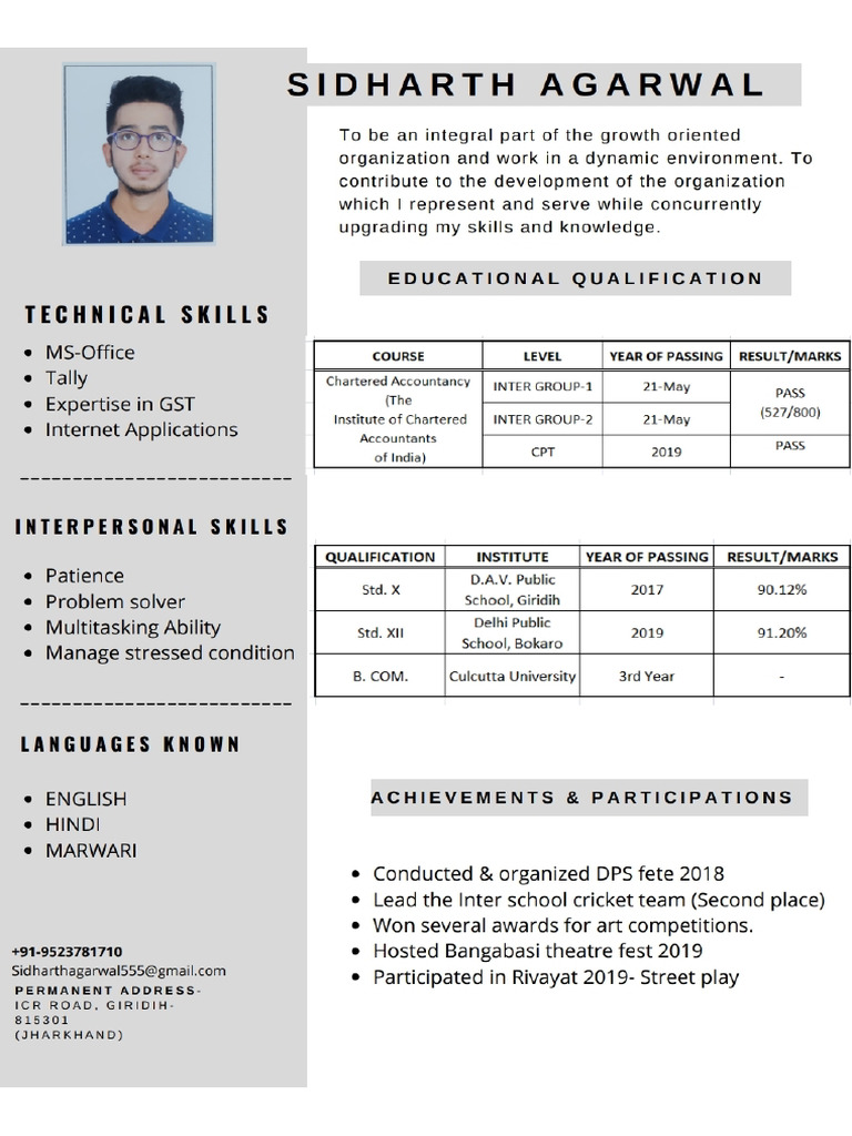 Sidharth CV | PDF