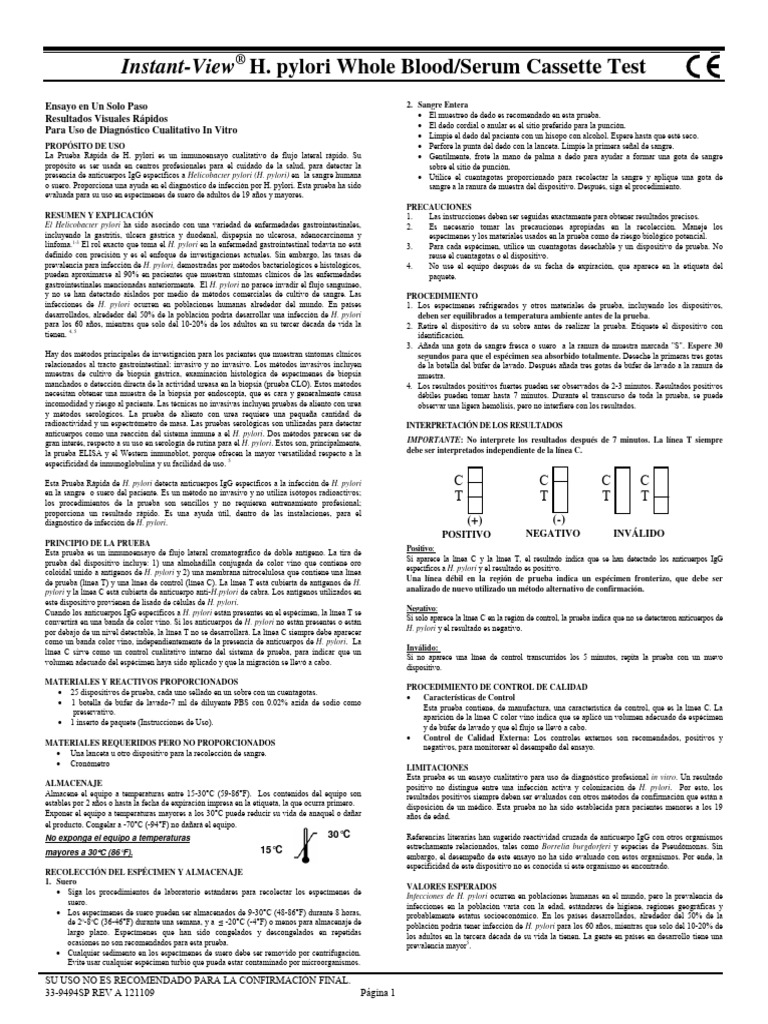 Inserto-H Pylori | Descargar gratis PDF | Anticuerpo | Elisa
