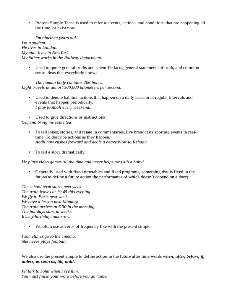 Present Simple | PDF | Time | Truth