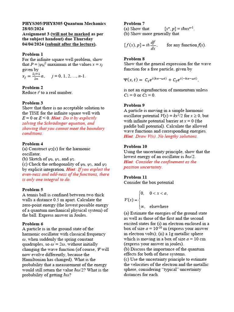 Assign3 | PDF | Classical Mechanics | Mathematical Physics