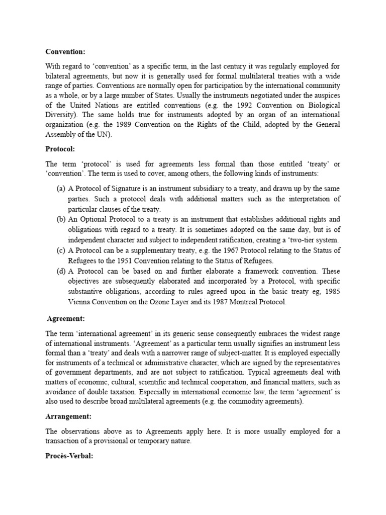 Understanding International Agreements and Conventions | PDF | Treaty ...