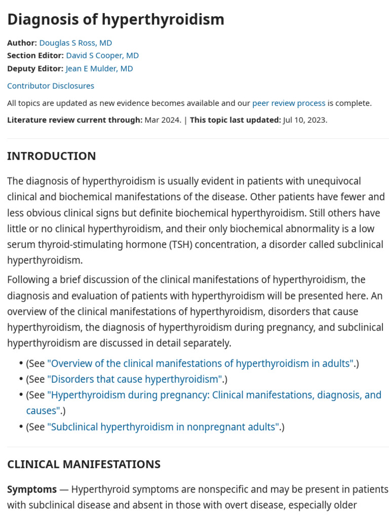 Hyperthyroidism UpToDate | PDF | Hyperthyroidism | Thyroid Disease