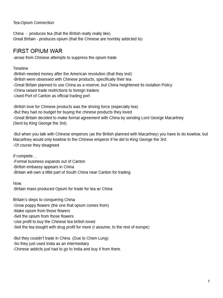 First and Second Opium War | PDF | Qing Dynasty | Opium