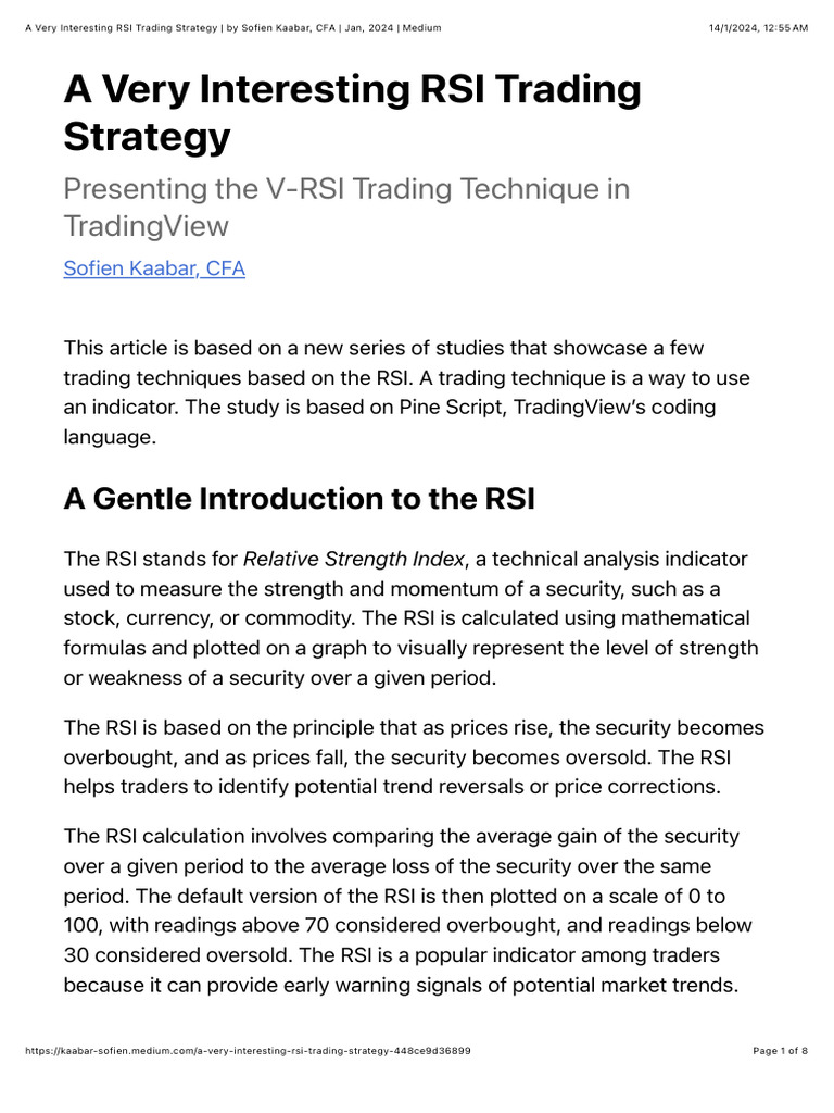 A Very Interesting RSI Trading Strategy - by Sofien Kaabar, CFA - Jan ...