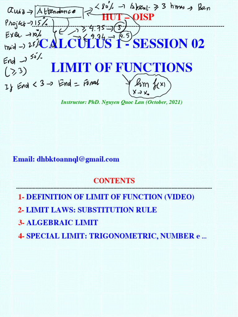 99 09H Cal1-212 S02 V Limit CC06 Mon9h | PDF | Function (Mathematics) | Trigonometric Functions