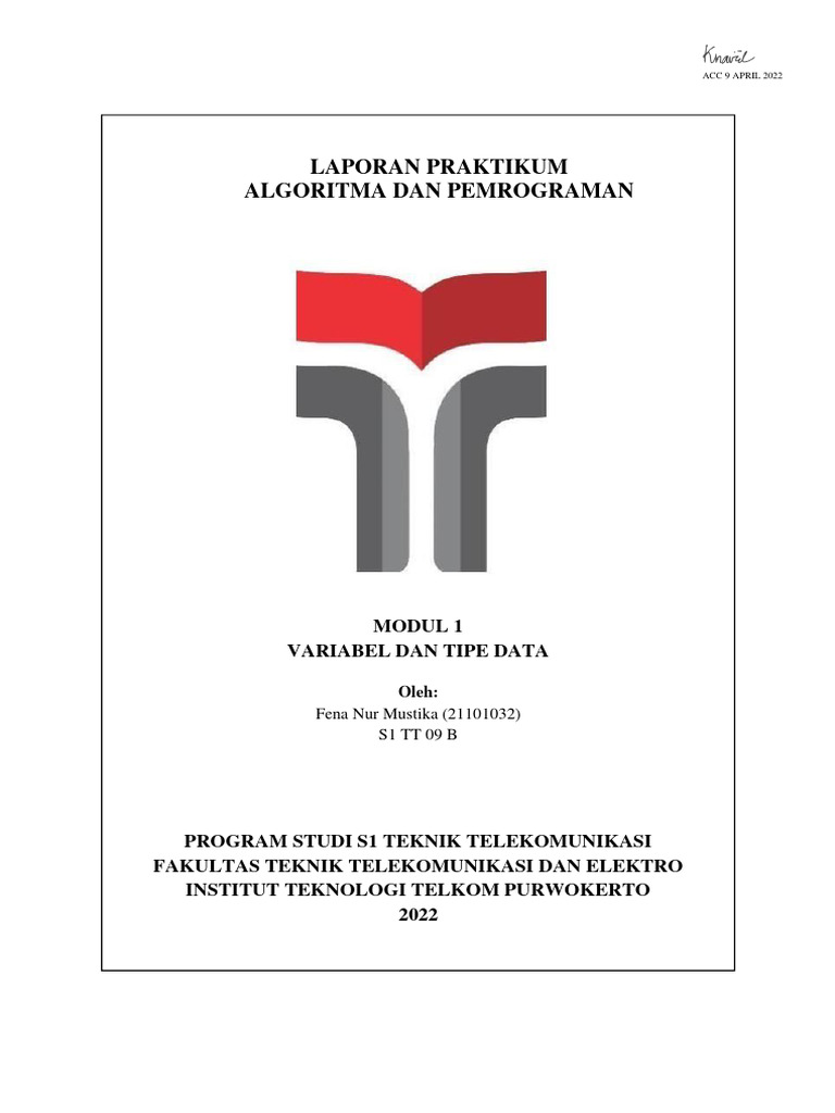 Laporan Praktikum Algoritma Dan Pemrograman Modul 1 Variabel Dan Tipe ...
