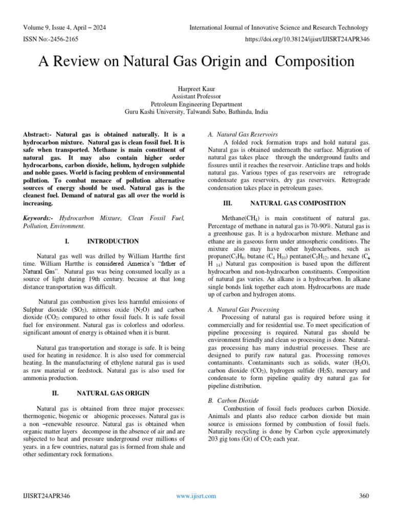 A Review On Natural Gas Origin and Composition | PDF | Natural Gas ...