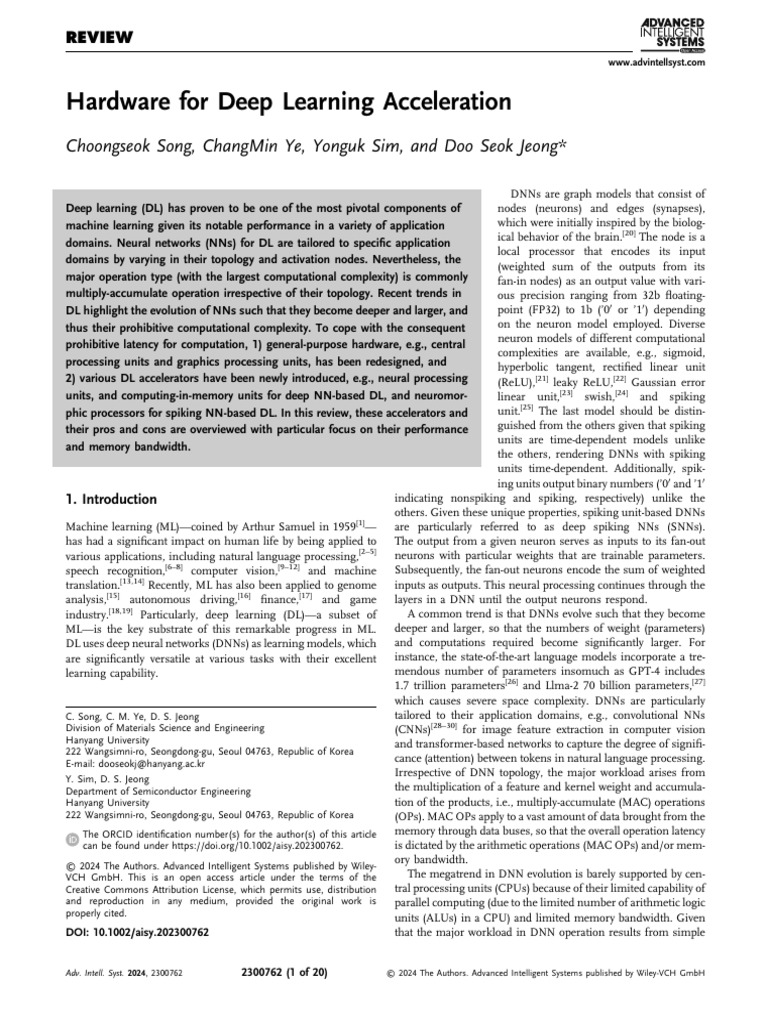 Hardware For Deep Learning Acceleration | PDF | Deep Learning | Central Processing Unit