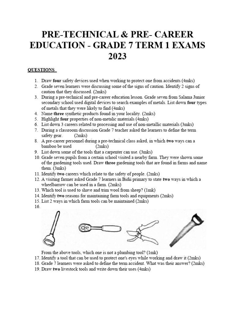 PRE-TECHNICAL-GRADE-7 | PDF | Materials