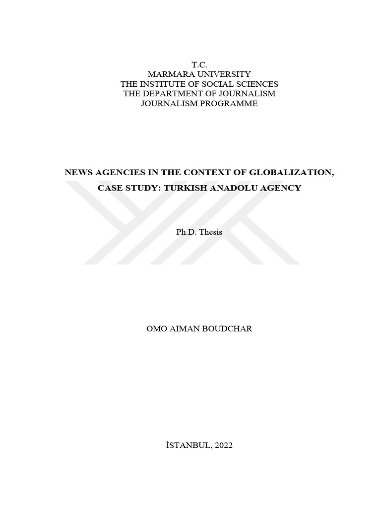 News Agencies in The Context of Globalization, Case Study: Turkish Anadolu Agency | PDF