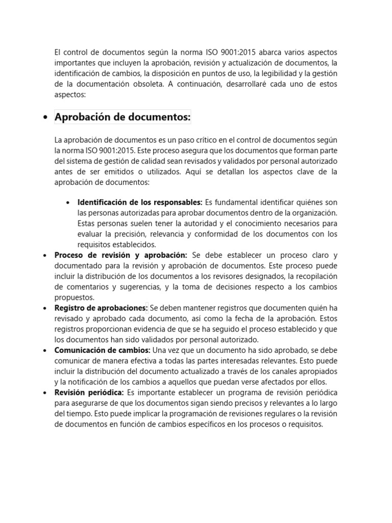 Control de Documentos Iso 9001 2015 | PDF | Sistema de manejo de ...