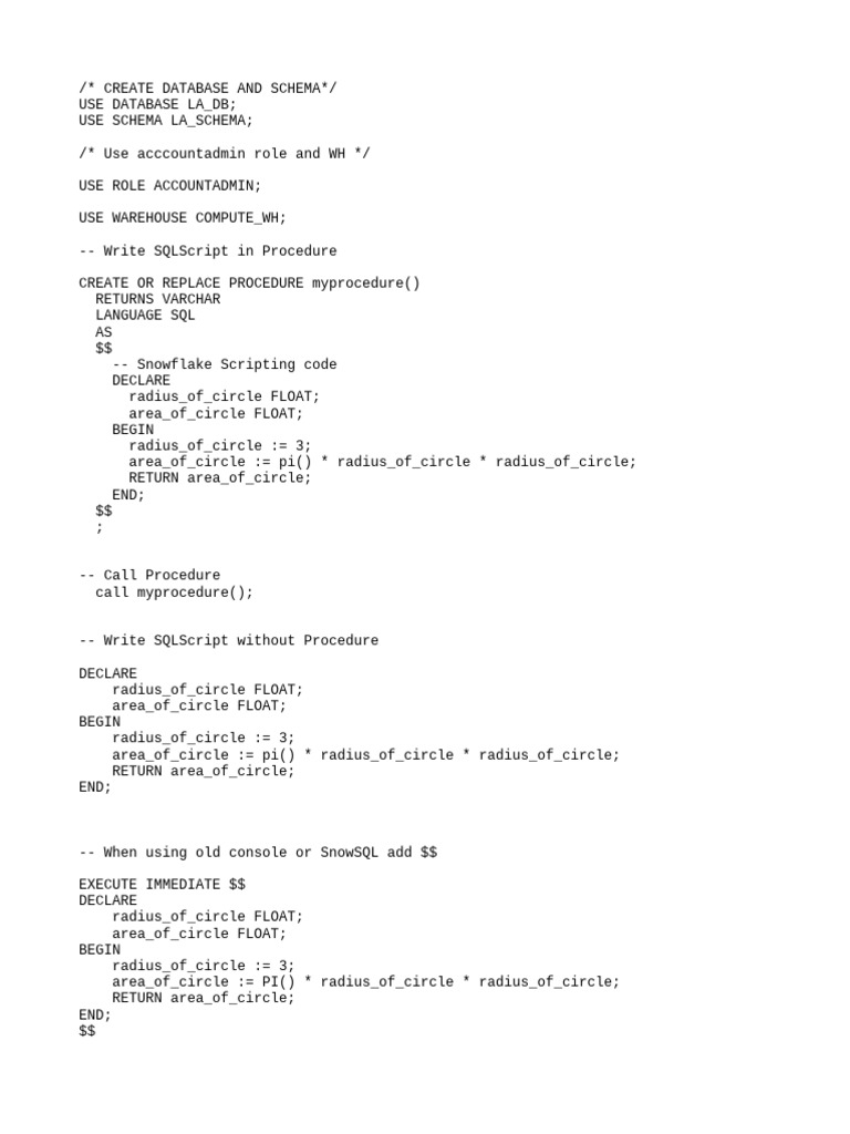 Snowflake Scripting | PDF