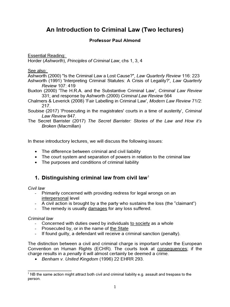 An Introduction to Criminal Law 2021-22 (1) | PDF | European Convention On Human Rights ...