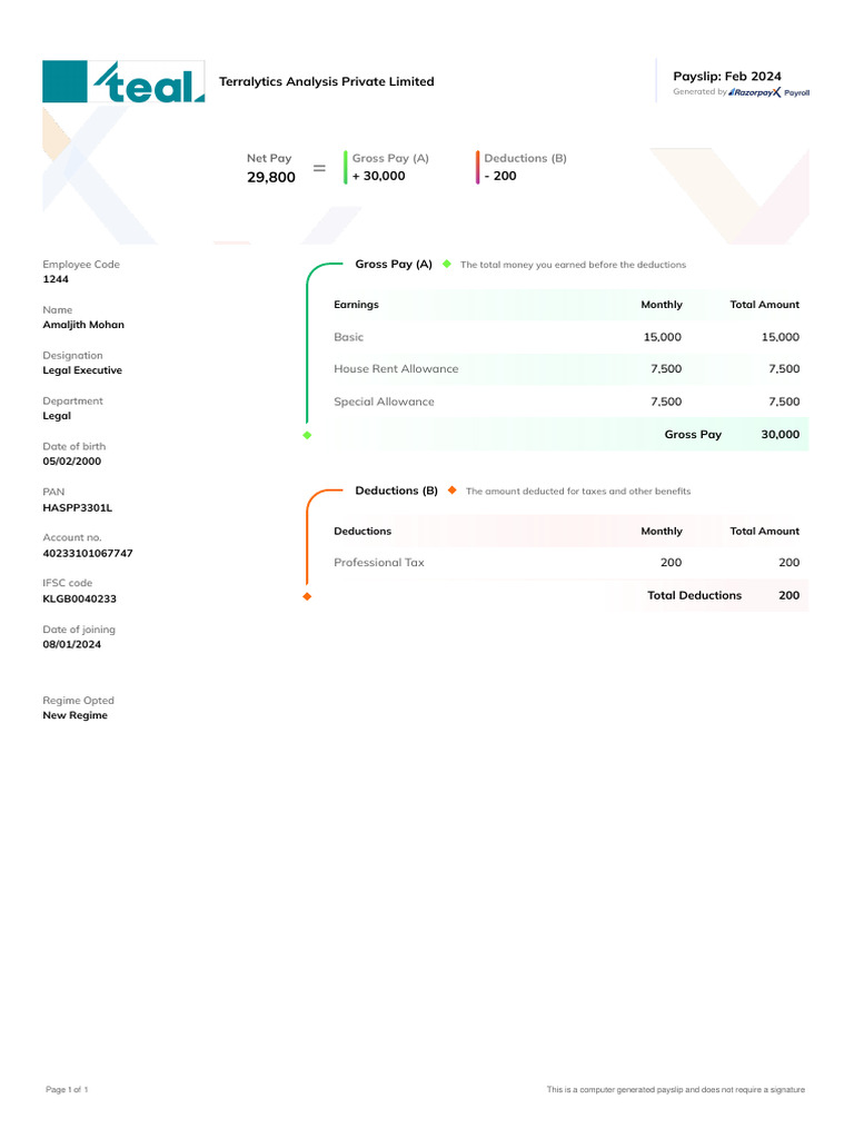 Payslip-Amaljith Mohan-February, 2024 | PDF