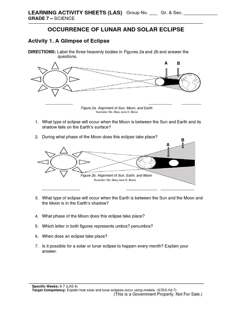 Q4 Science7 LAS2 Eclipse | PDF | Solar Eclipse | Moon