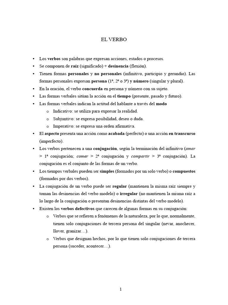 El verbo | PDF | Verbo | Conjugación gramatical