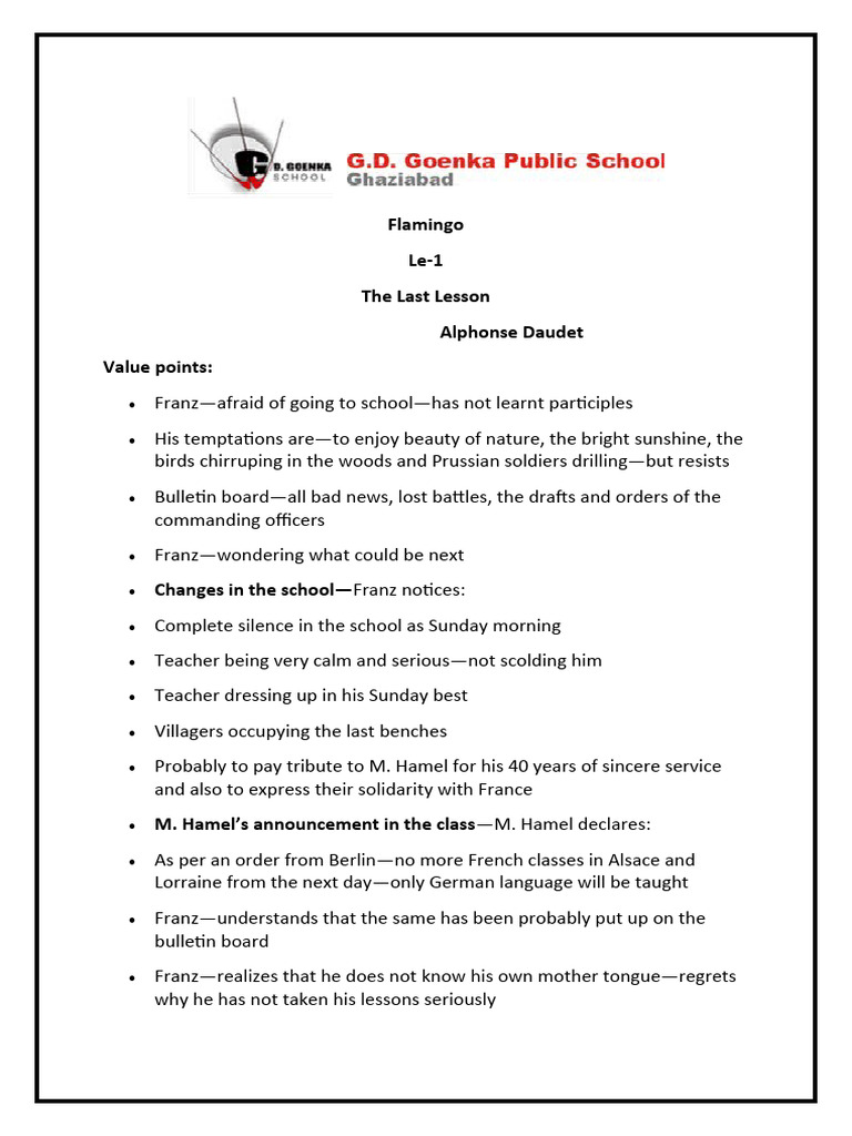 Value Points of The Last Lesson | PDF