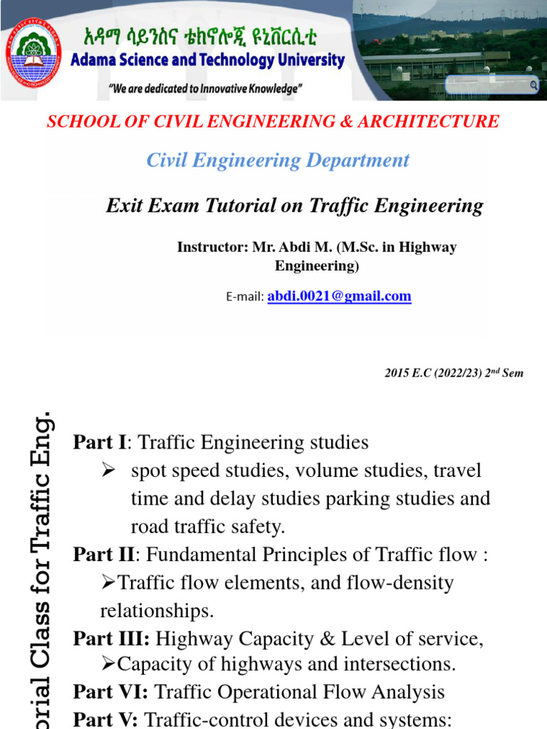 ,exit Exam Tutorial - Traffic Engineering | PDF | Traffic | Parking