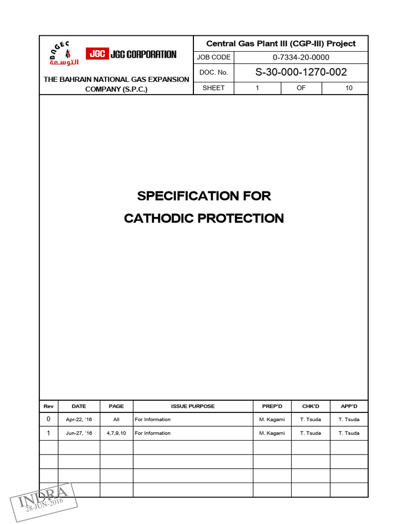 Cathodic Protection Specification Guide | PDF | Electricity | Materials