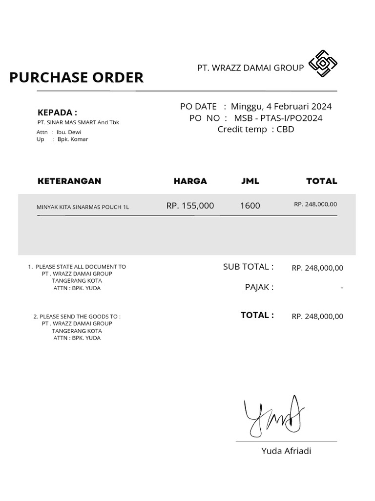 Po Pt. Sinarmas | PDF