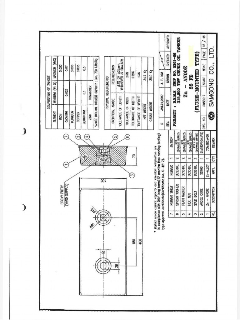 Sea Chest Zinc Anodes 35 FB Manual | PDF