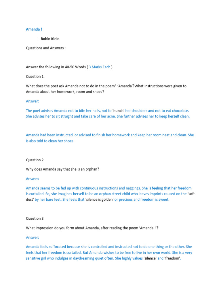 Understanding Amanda's Struggles in Poetry | PDF | Poetry