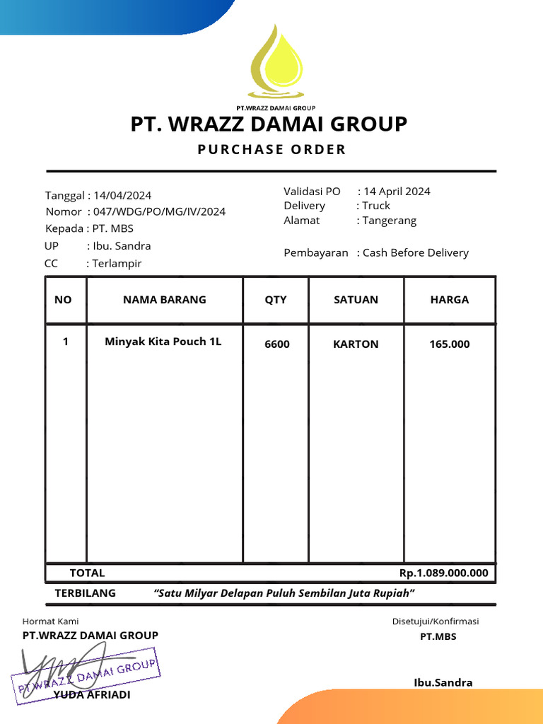 Po Minyak Kita PT - MBS 1404244 | PDF
