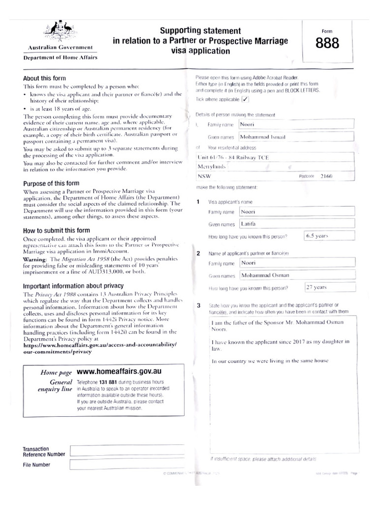 Mohammad Ismail 888 Form | PDF