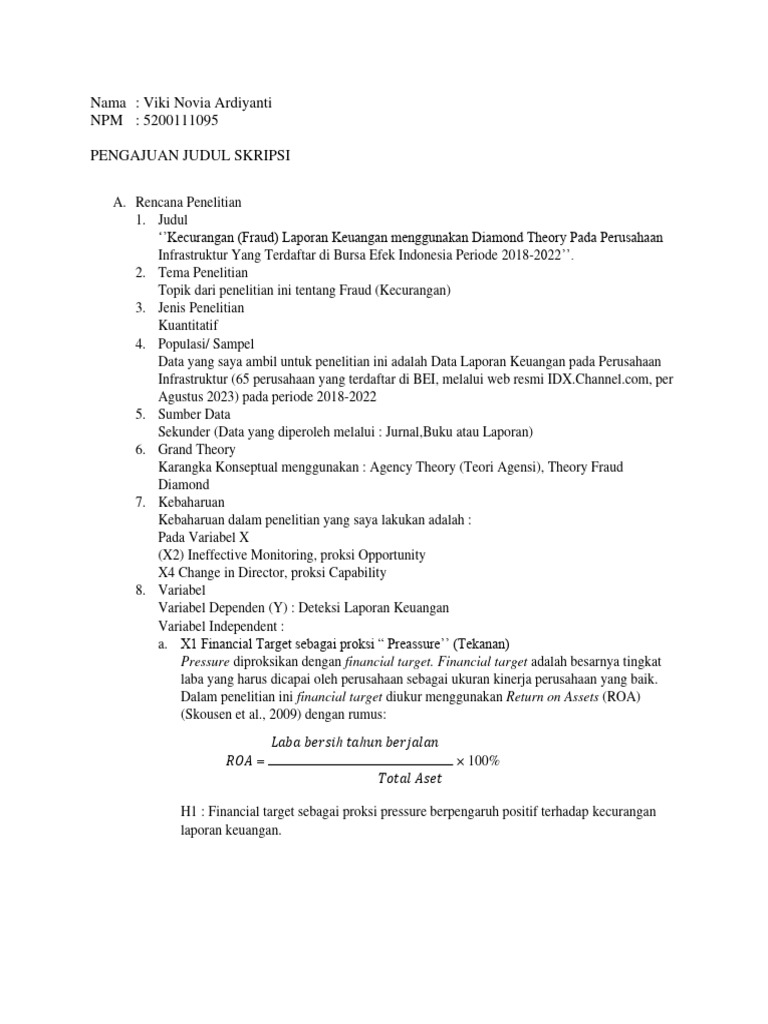 Pengajuan Judul, REVISI | PDF