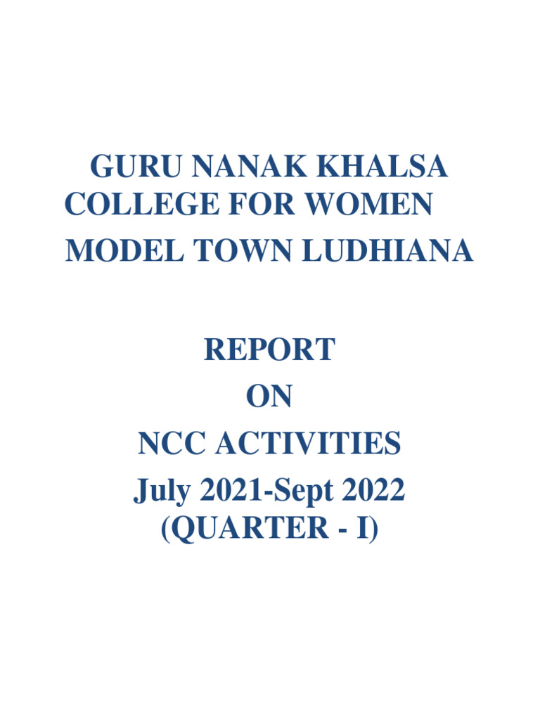 NCC Activities Report: Jul-Sep 2021 | PDF | Punjab | Indian Religions